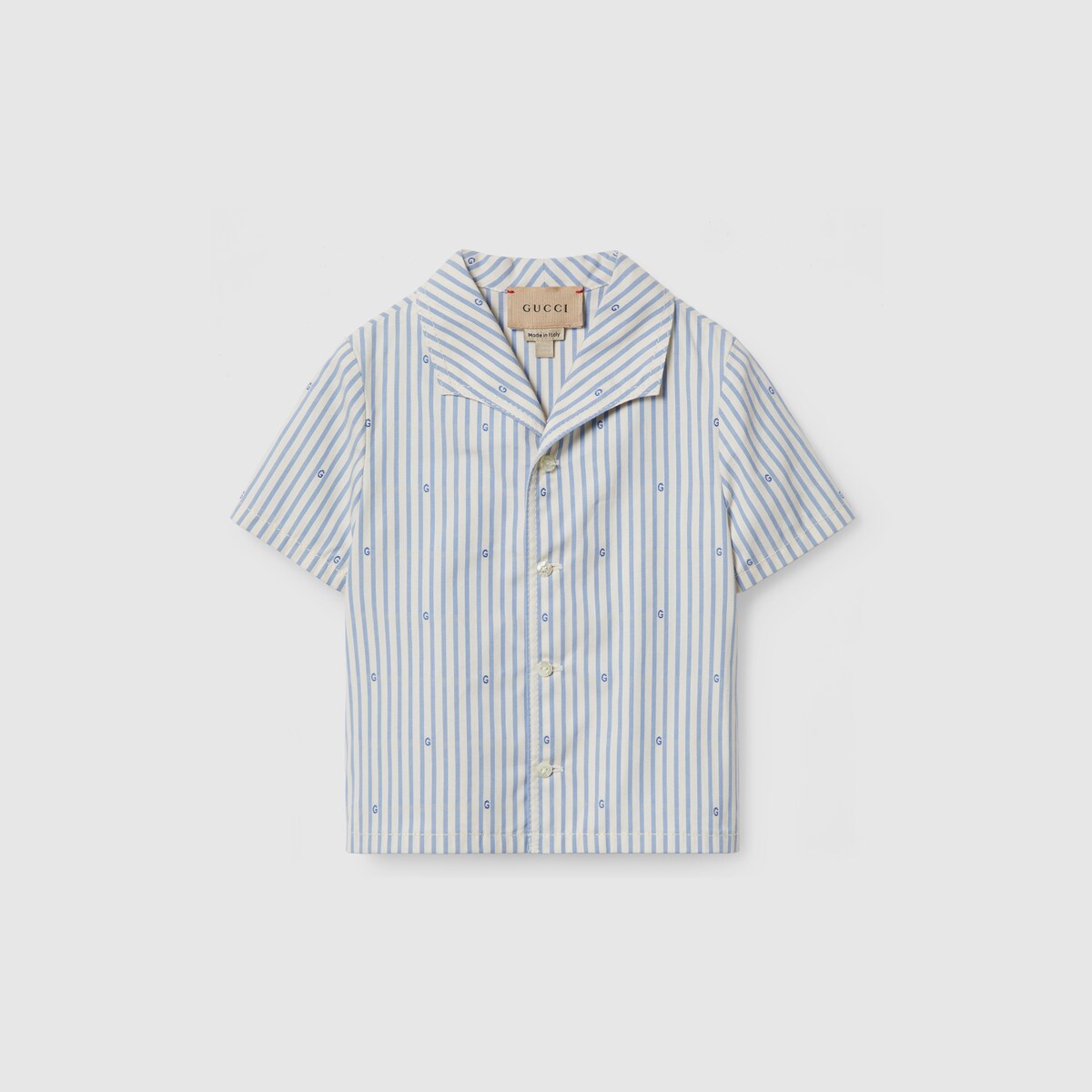 Baby G striped cotton jacket in light blue and white | GUCCI® US