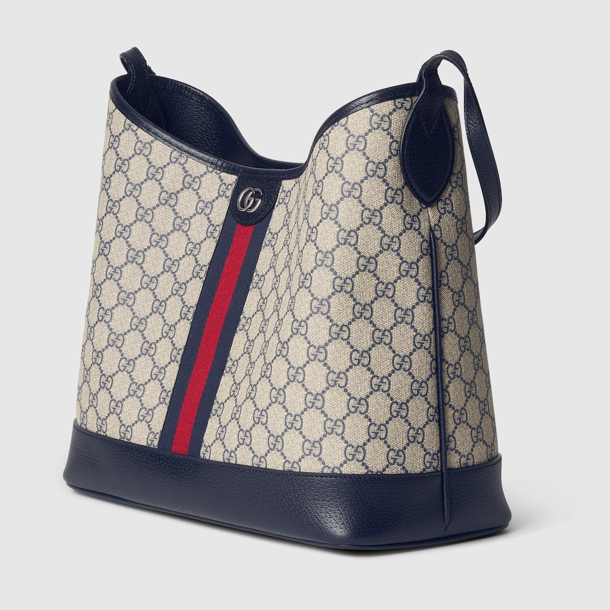 Ophidia medium shoulder bag in beige and blue GG Supreme | GUCCI® US