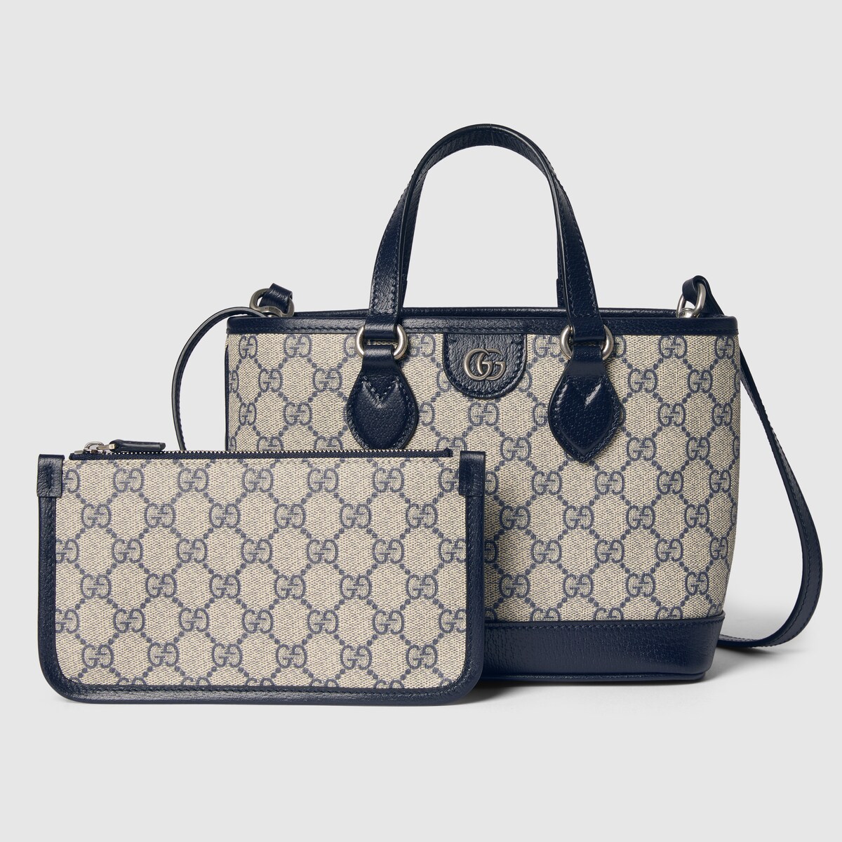 Ophidia small tote bag in beige and blue GG Supreme | GUCCI® SG