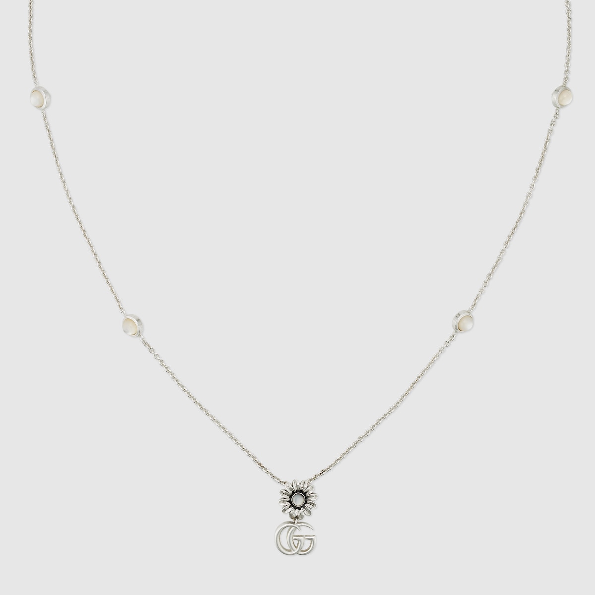 GG Marmont mother of pearl necklace in 925 sterling silver | GUCCI® US