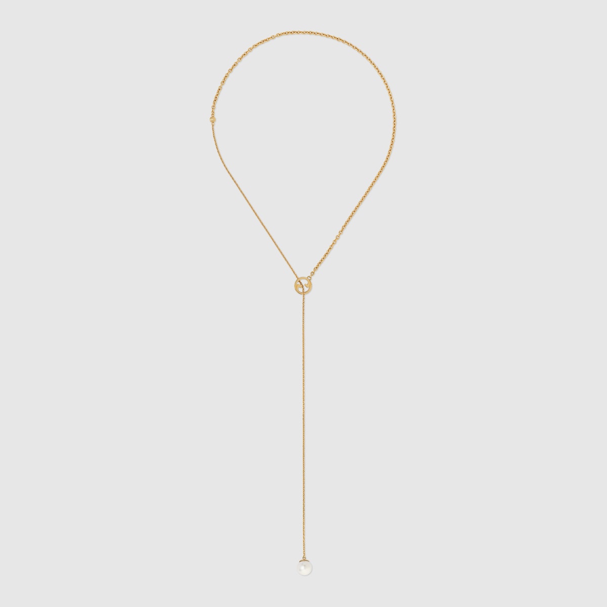 Gucci Blondie pearl drop necklace in gold-toned metal | GUCCI® US