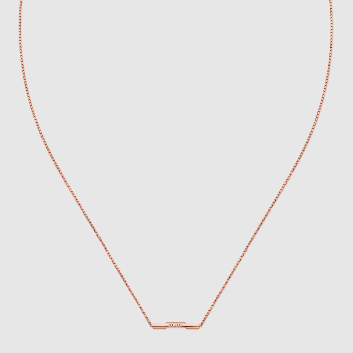 Gucci Link to Love necklace with 'Gucci' bar in 18k rose gold | GUCCI ...
