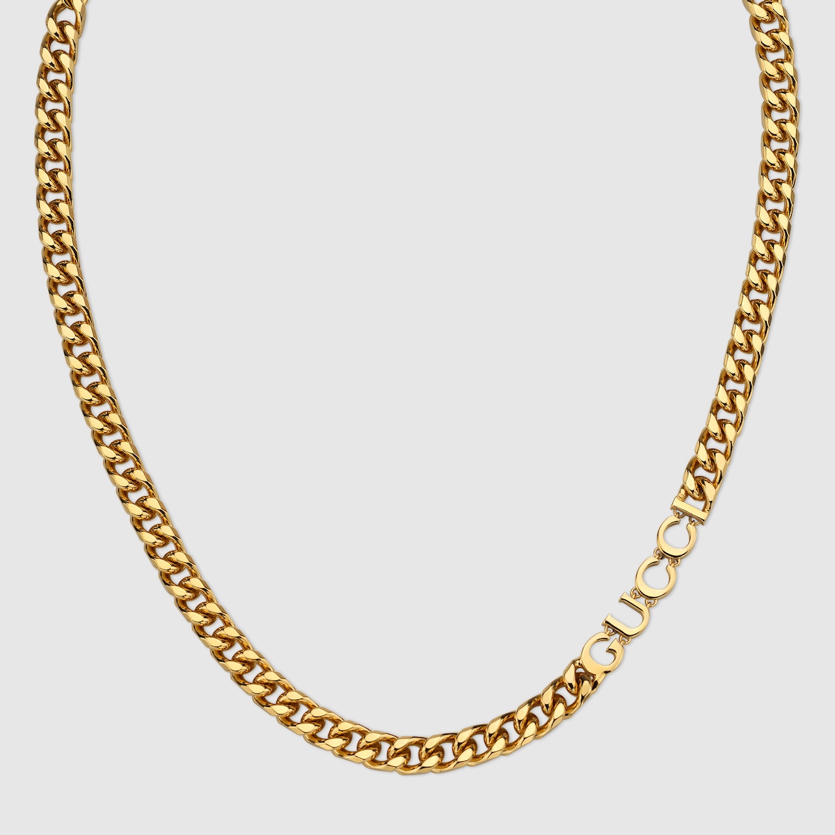 Gucci Script chain necklace in yellow gold-toned metal | GUCCI® SG