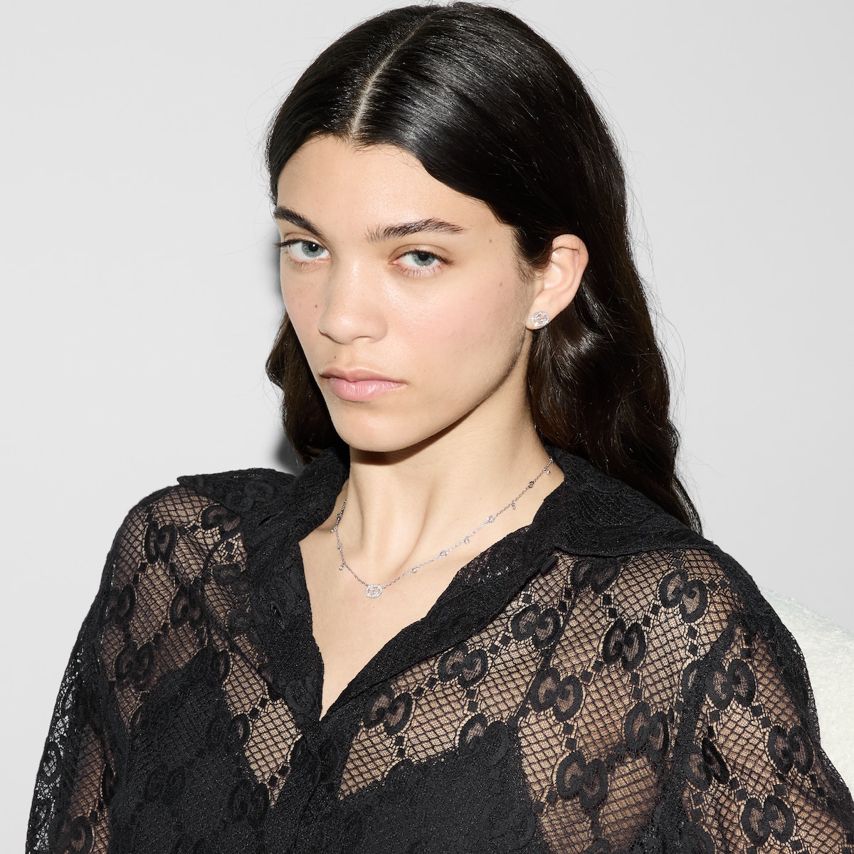 Gucci Interlocking diamond 18k necklace in 18k white gold | GUCCI® IE