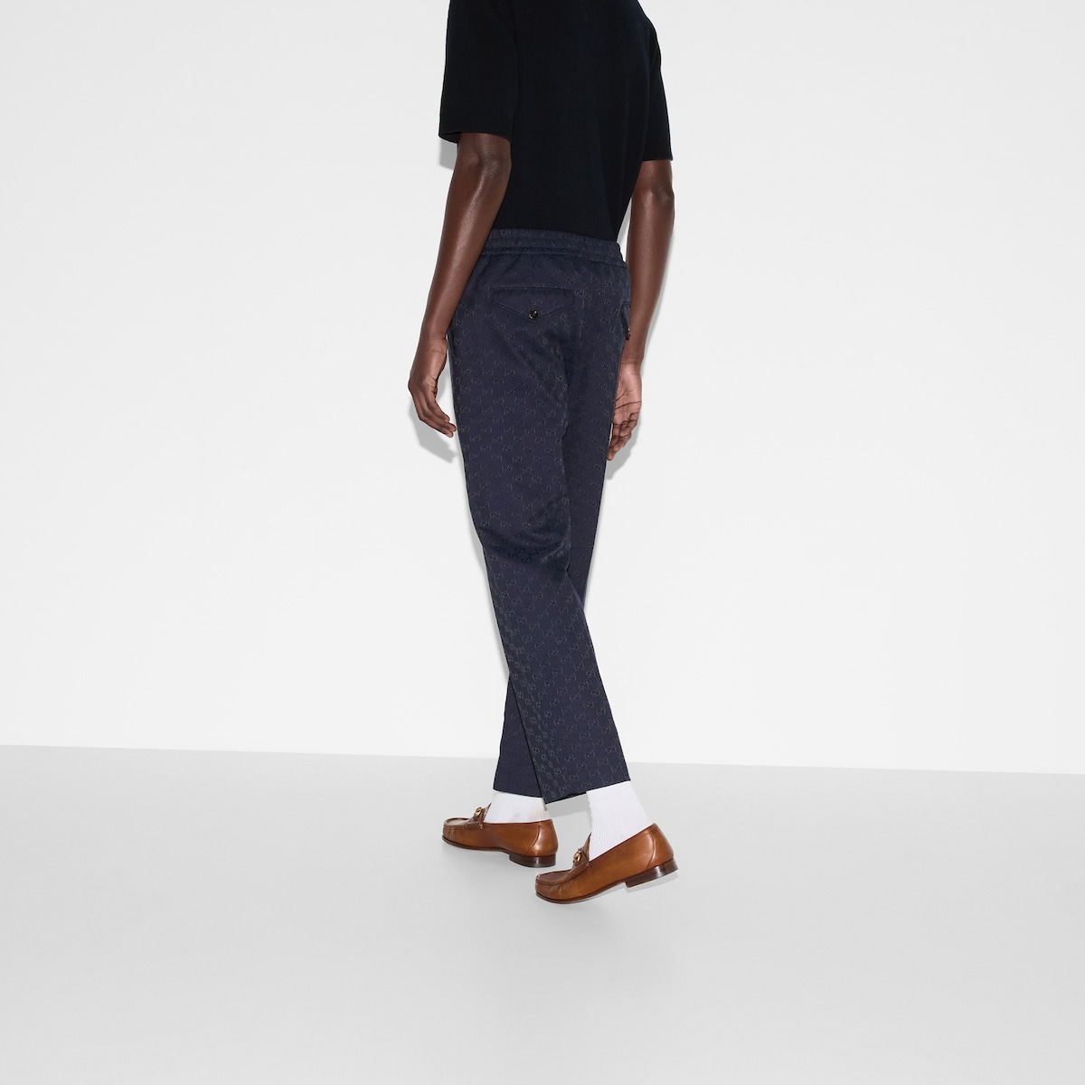 GG canvas track bottoms in dark blue | GUCCI® UK