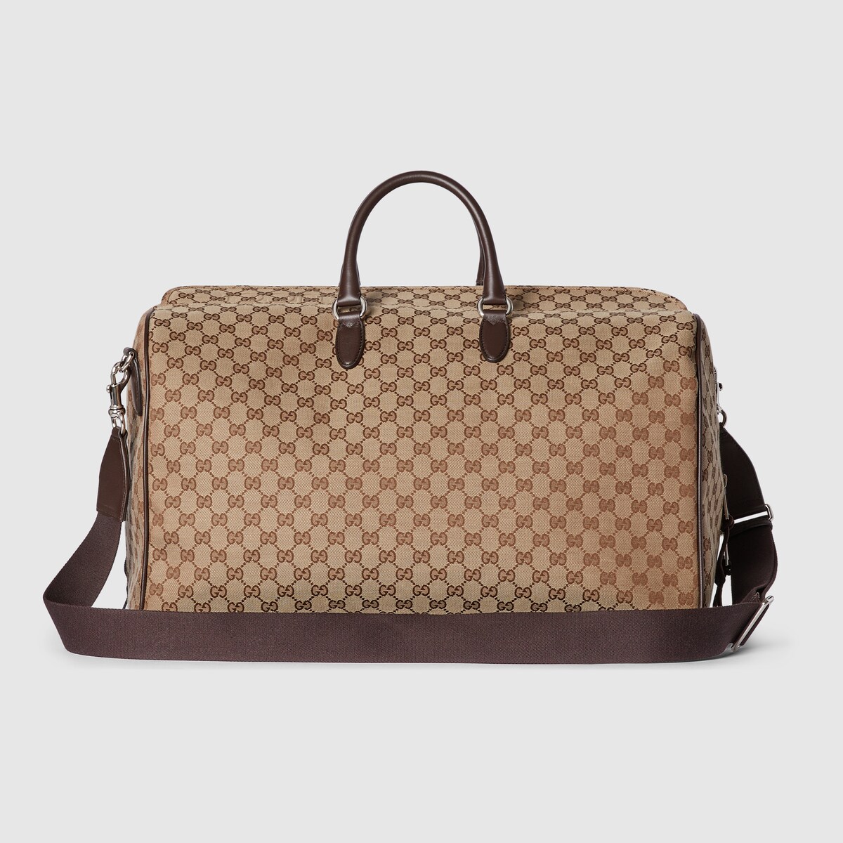 Large GG duffle bag in beige and ebony GG canvas | GUCCI® Canada