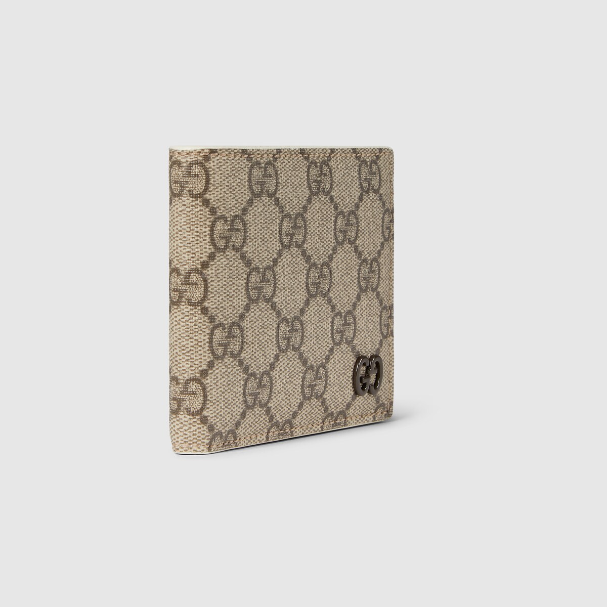 GG wallet with GG detail in beige and ebony Supreme | GUCCI® Australia