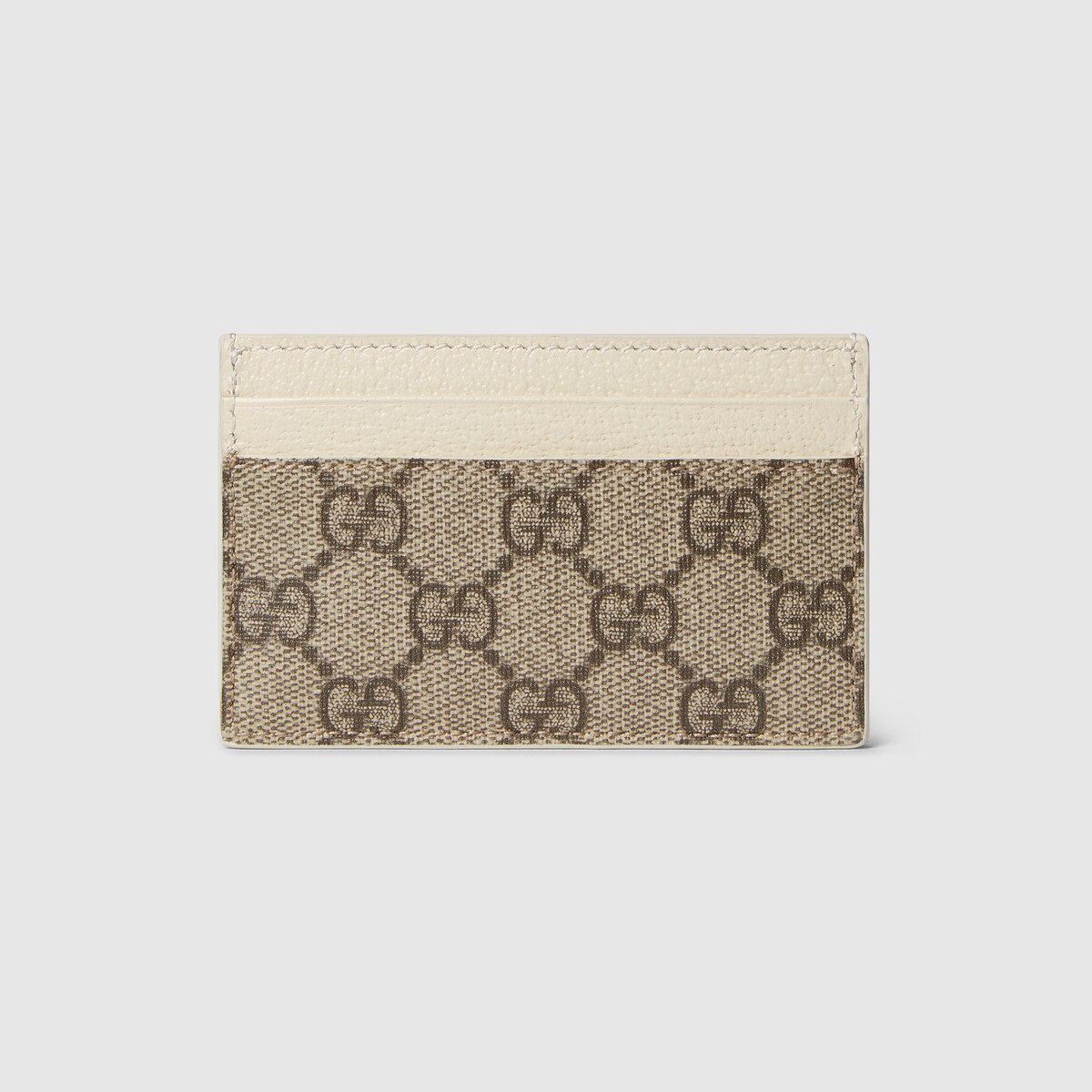 Bi-color card case with GG detail in beige and ebony Supreme | GUCCI ...