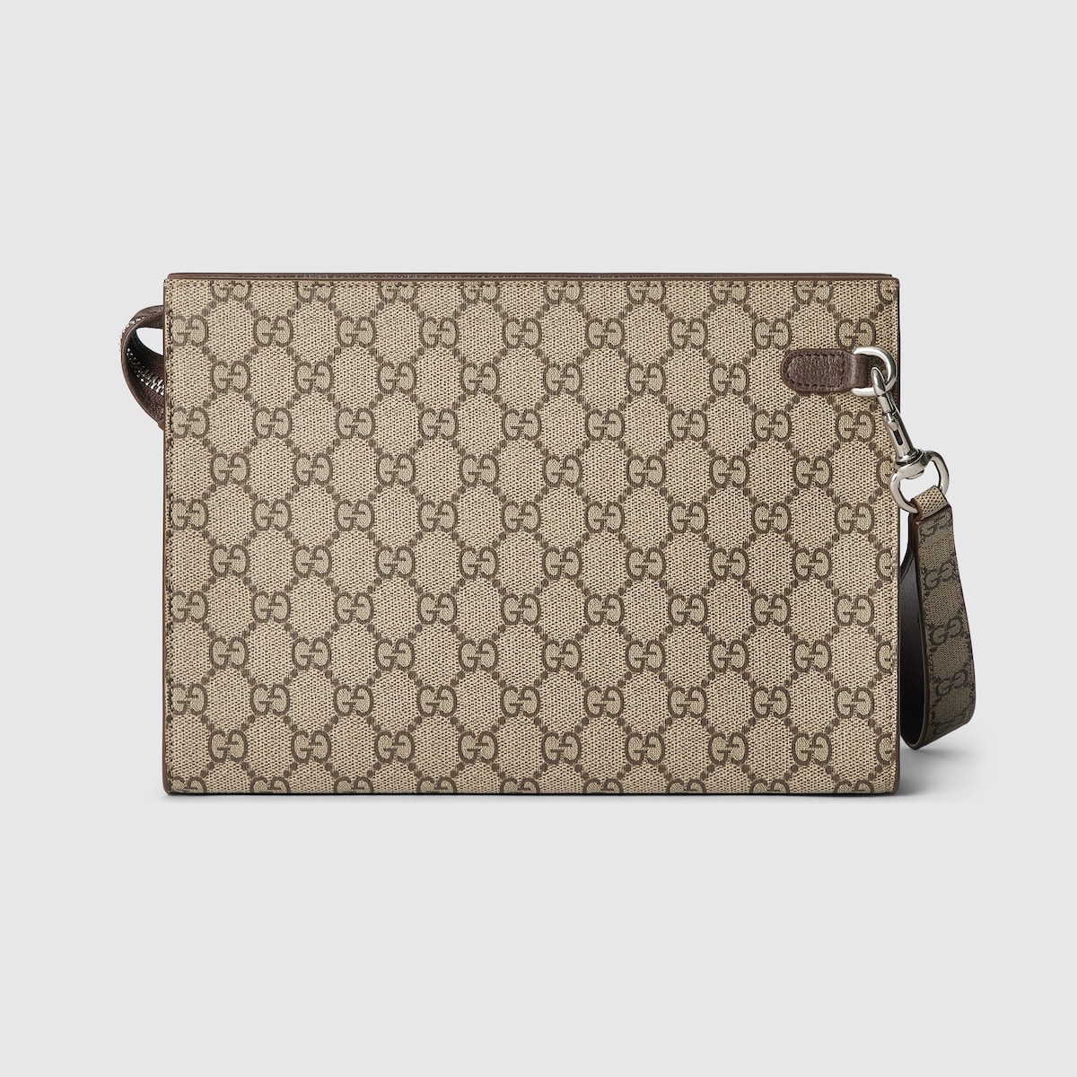 Medium GG pouch in beige and ebony Supreme | GUCCI® US