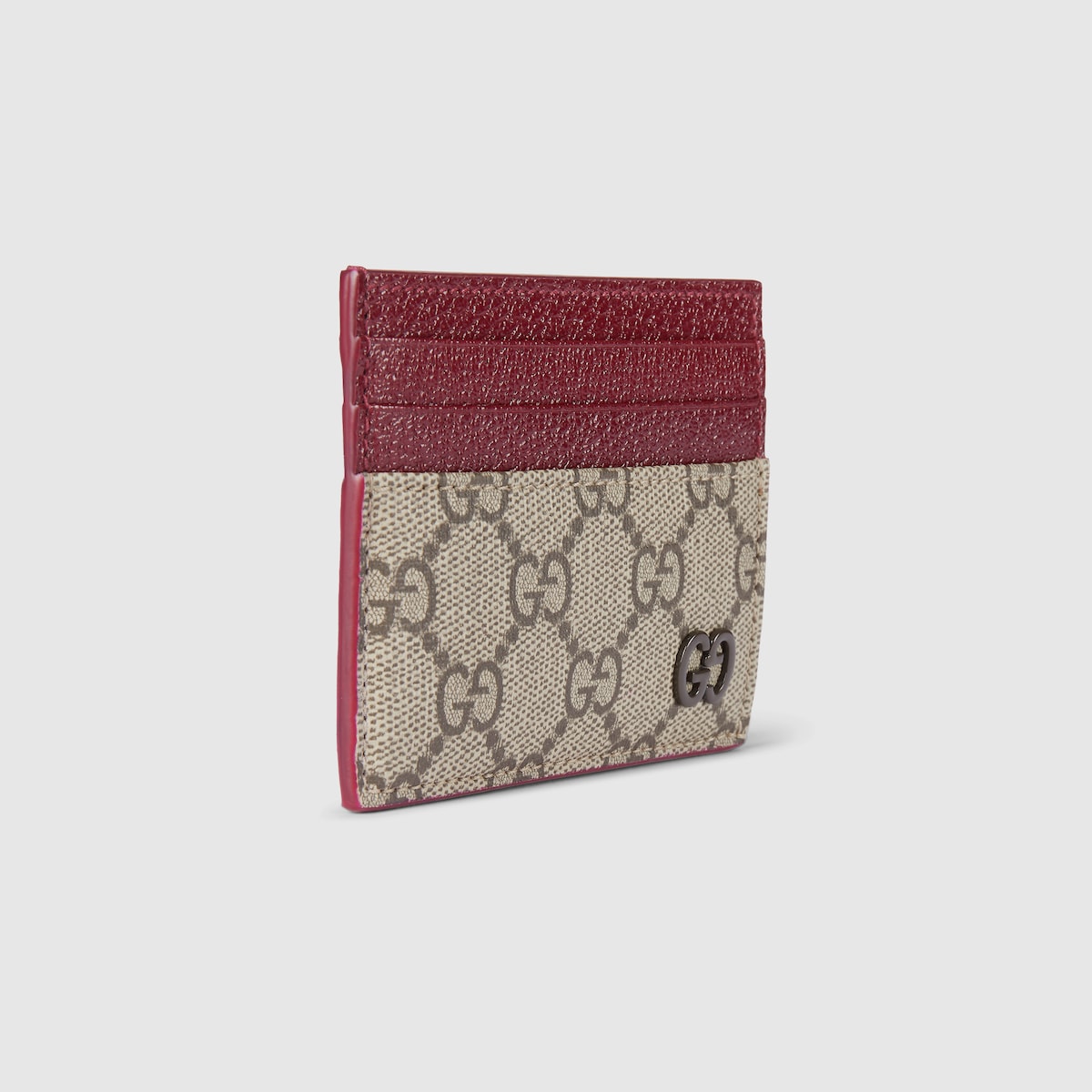 Bi-color card case with GG detail in beige and ebony Supreme | GUCCI® BG