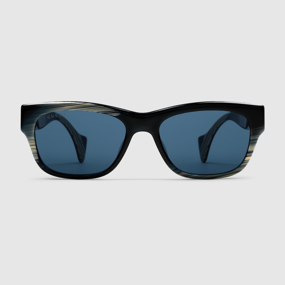 Rectangular frame sunglasses in black, beige and blue | GUCCI® US