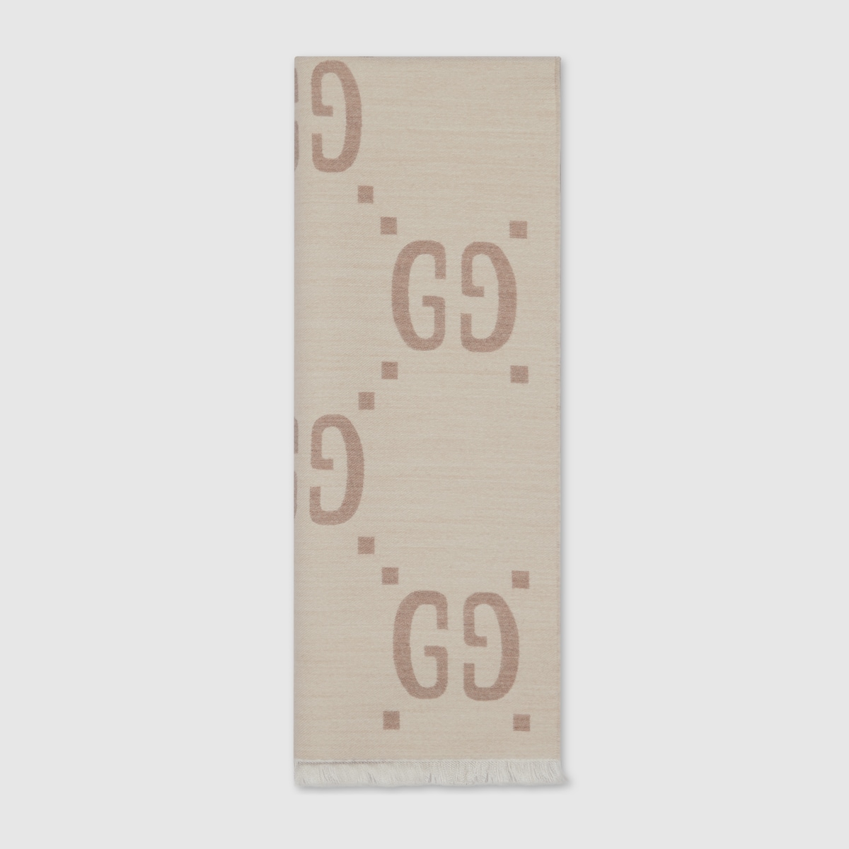 Bufanda de seda de lana de jacquard con GG inmarfil y beige | GUCCI® MX