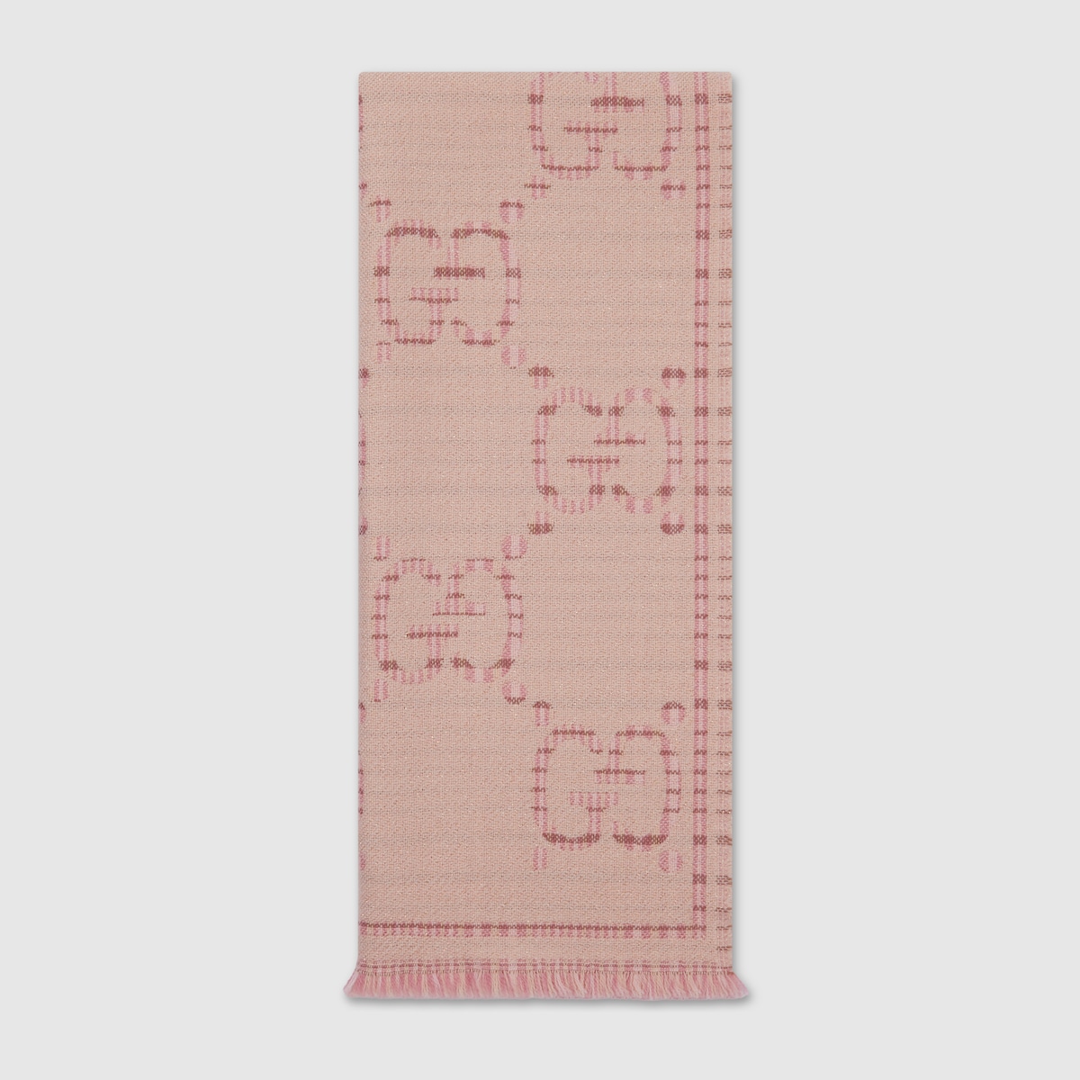 Sciarpa in lana GG jacquard a quadri in avorio e rosa | GUCCI® IT