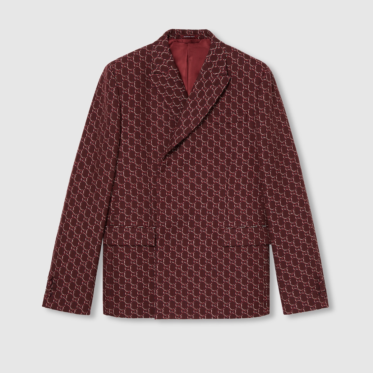 เสื้อแจ็คเก็ต Wool jacket with GG Shadow inสี Rosso Ancora Red และสีขาว ...