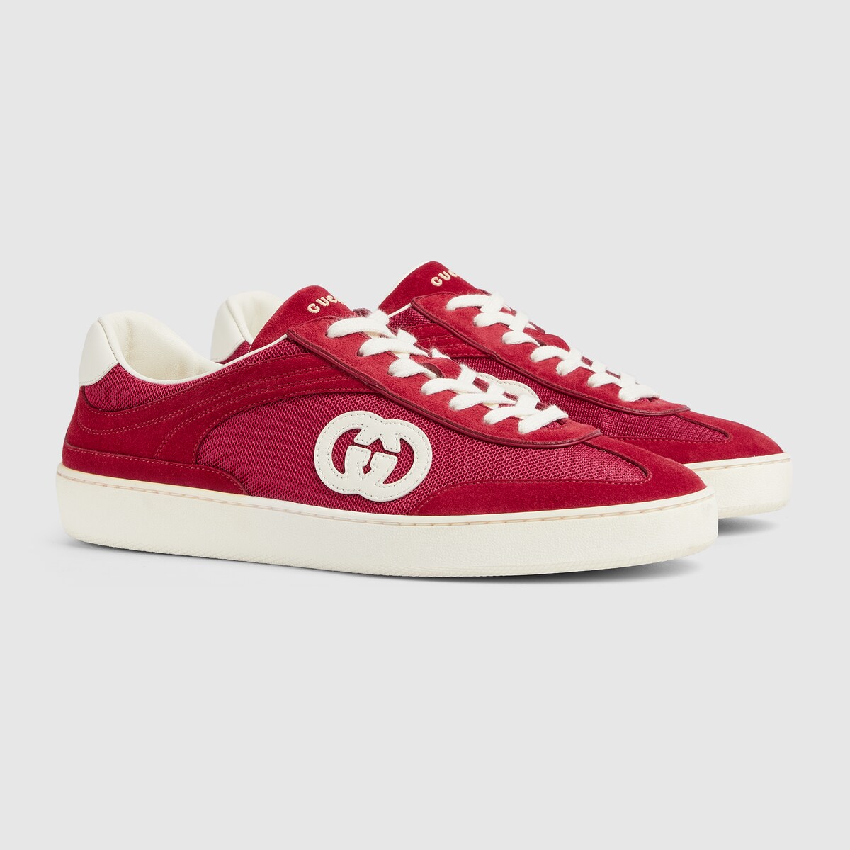 Men's Interlocking G sneaker in red suede | GUCCI® UK