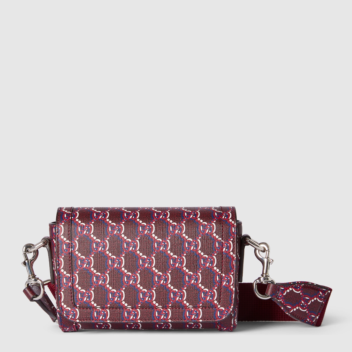 กระเป๋า Super mini shoulder bag with GG Shadow inผ้าแคนวาสสี Rosso ...