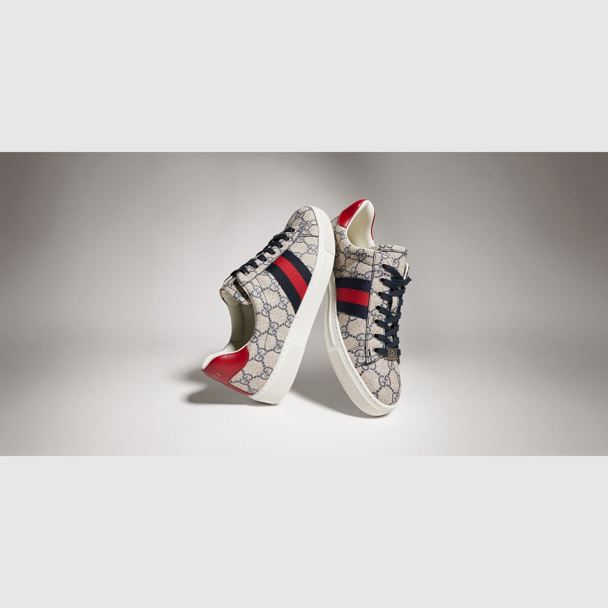 Women's Gucci Ace trainer with Web in beige and blue Supreme | GUCCI® NZ