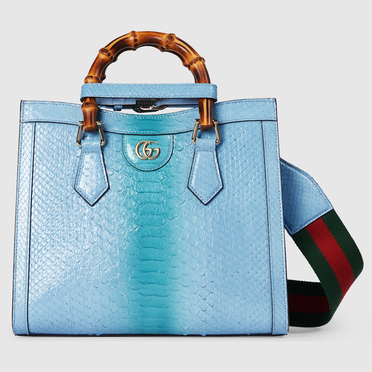 Gucci Diana python medium tote bag in gradient blue | GUCCI® US