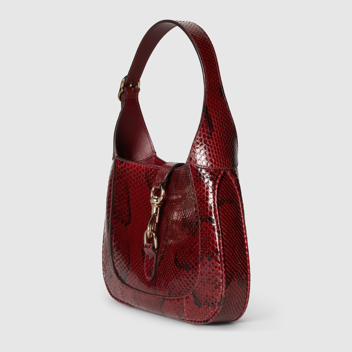 Gucci Jackie python shoulder bag in Gucci Rosso Ancora leather | GUCCI® GR