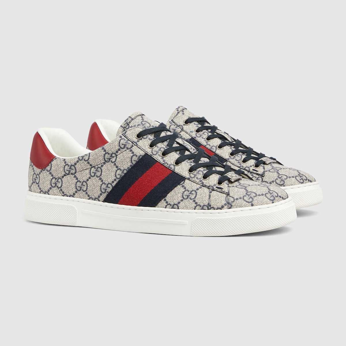 Men's Gucci Ace trainer with Web in beige and blue GG Supreme | GUCCI® ZA