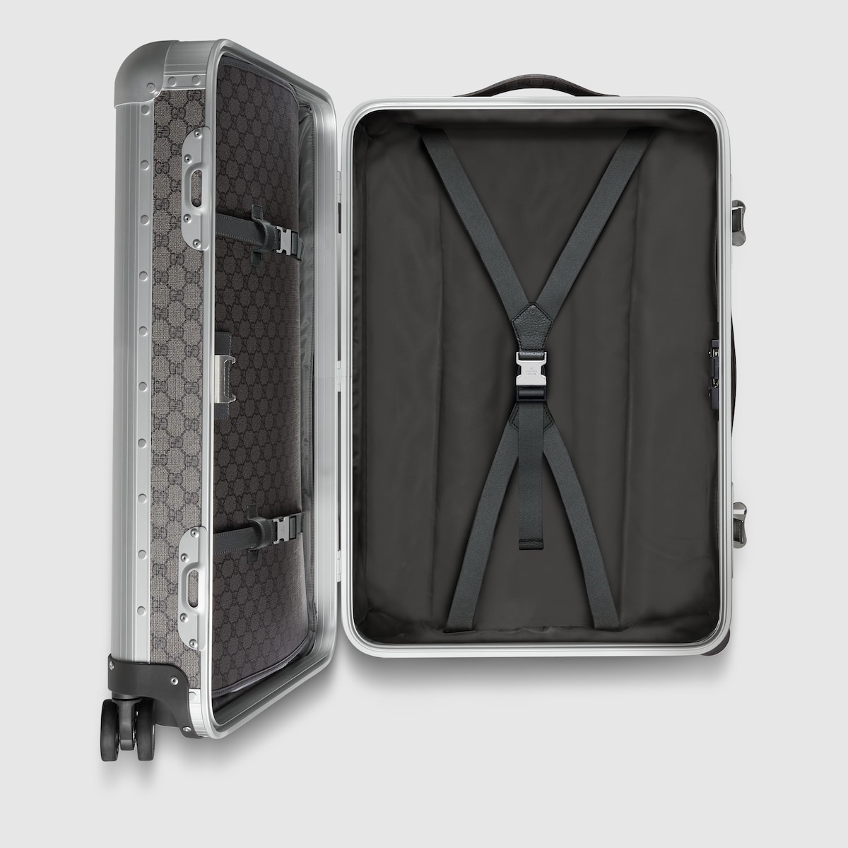 Trolley mediano Gucci Porter en lona Supreme gris y negra | GUCCI® MX
