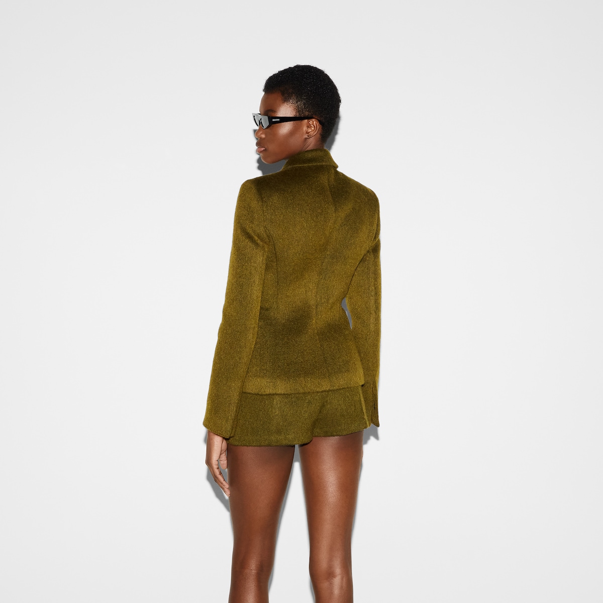 Light wool wool mohair jacket in olive green | GUCCI® UK