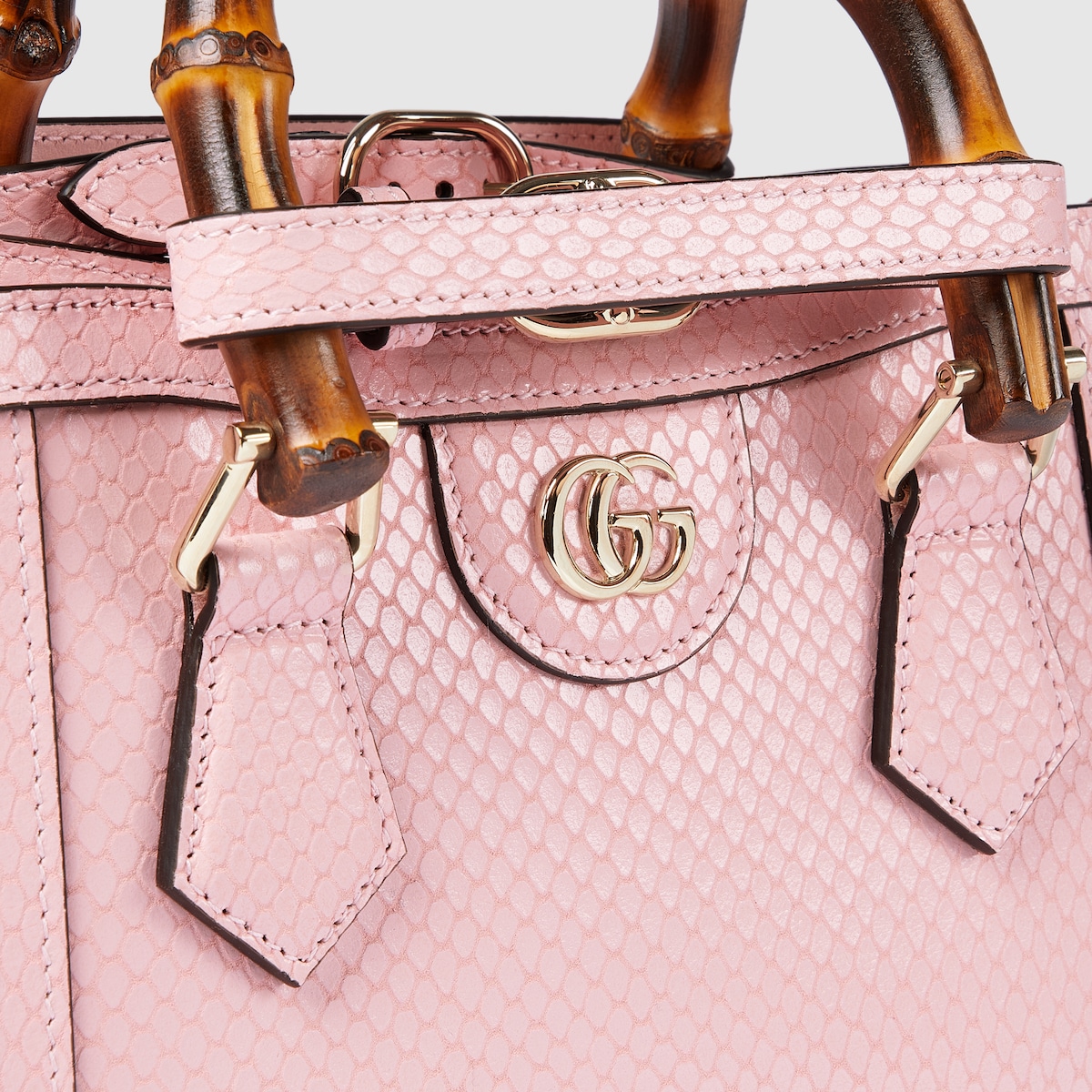 Gucci Diana mini python tote bag in pastel pink | GUCCI® US