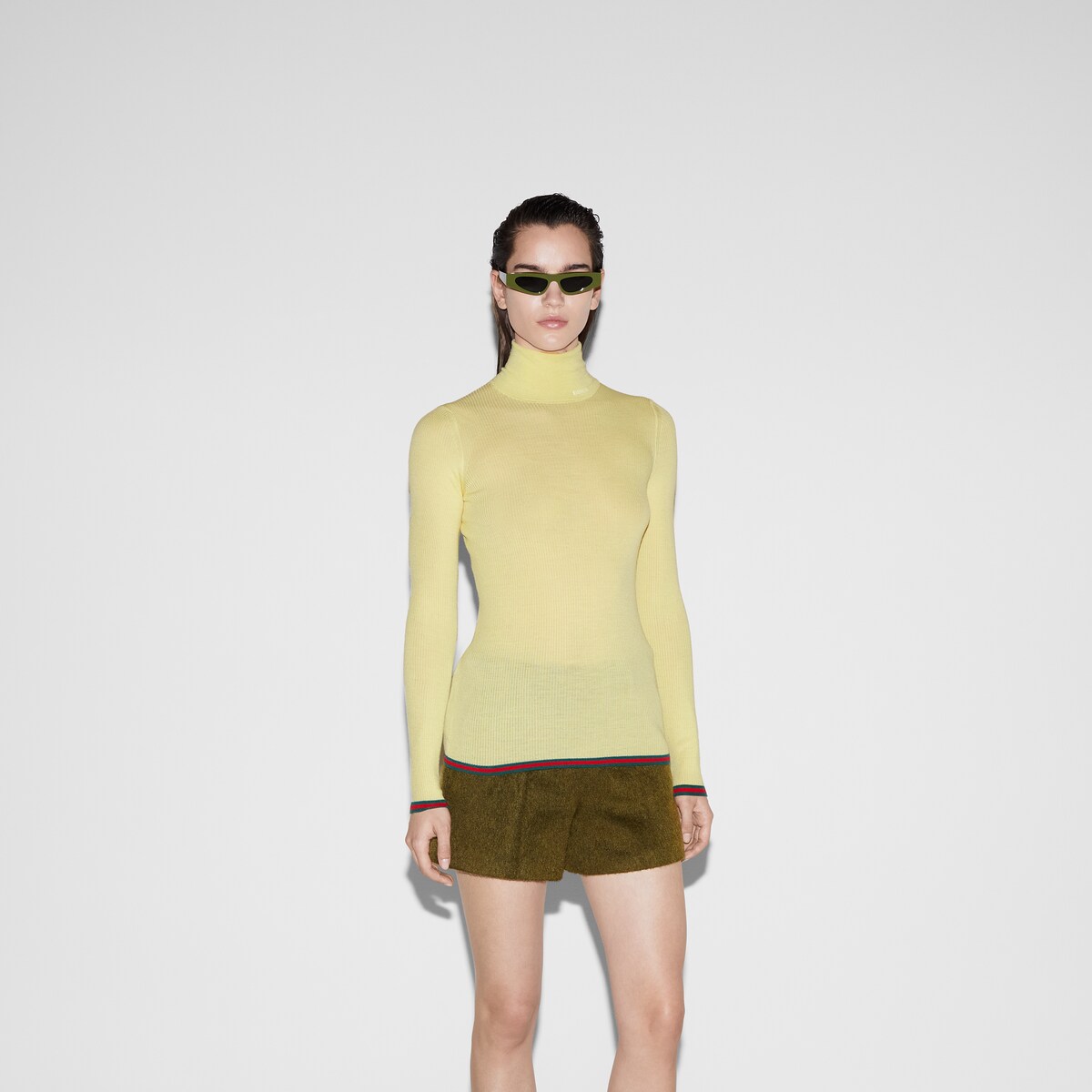 Cashmere and silk blend top in light beige | GUCCI® Canada