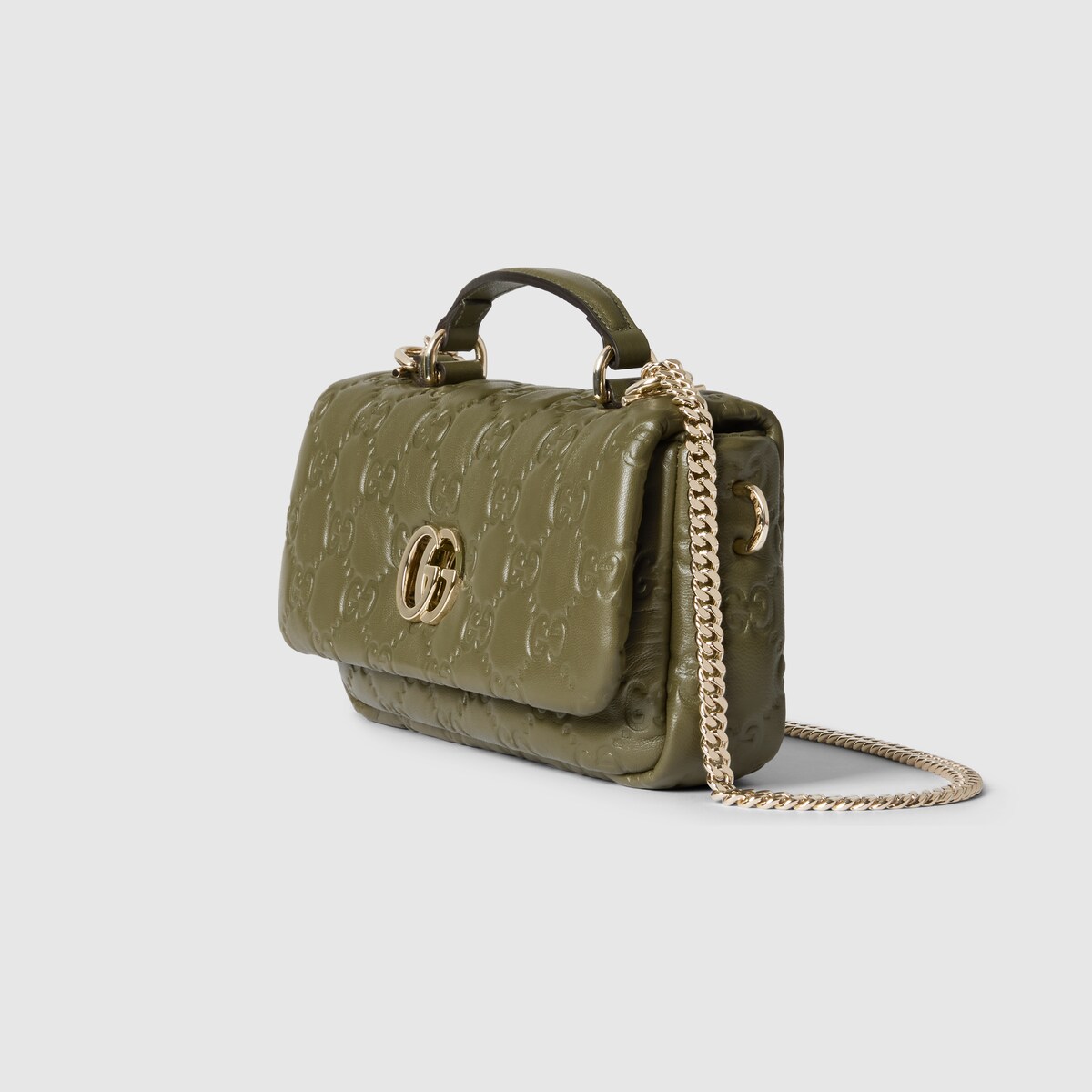 GG Milano small top handle bag in green GG leather | GUCCI® CA