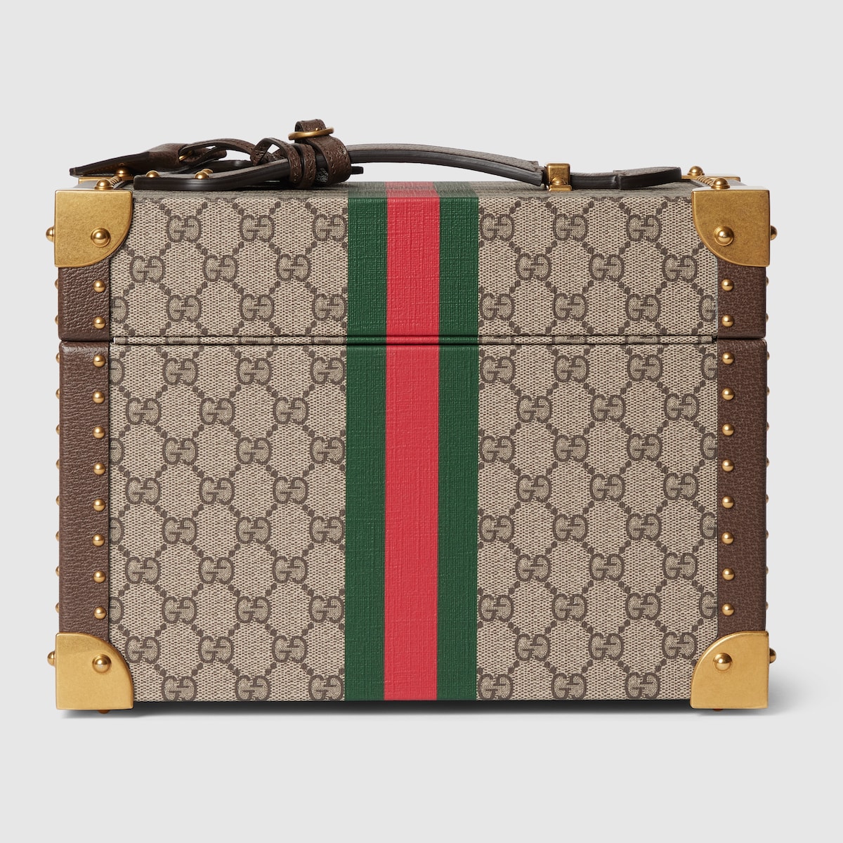 Gucci Savoy medium rigid beauty case in beige and ebony GG Supreme | GUCCI® US