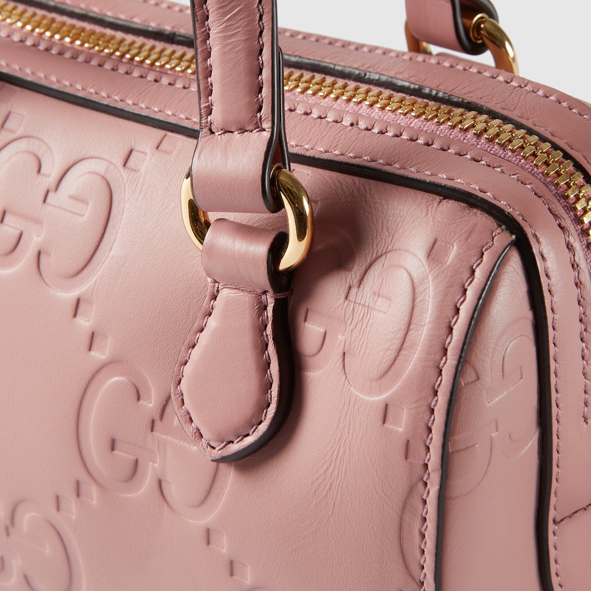 GG super mini top handle bag in rose beige leather | GUCCI® Australia