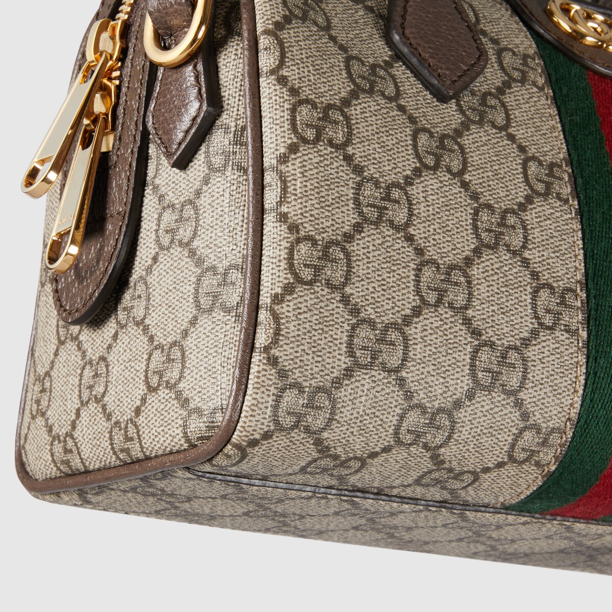 Ophidia small boston bag in beige and ebony GG Supreme | GUCCI® SG