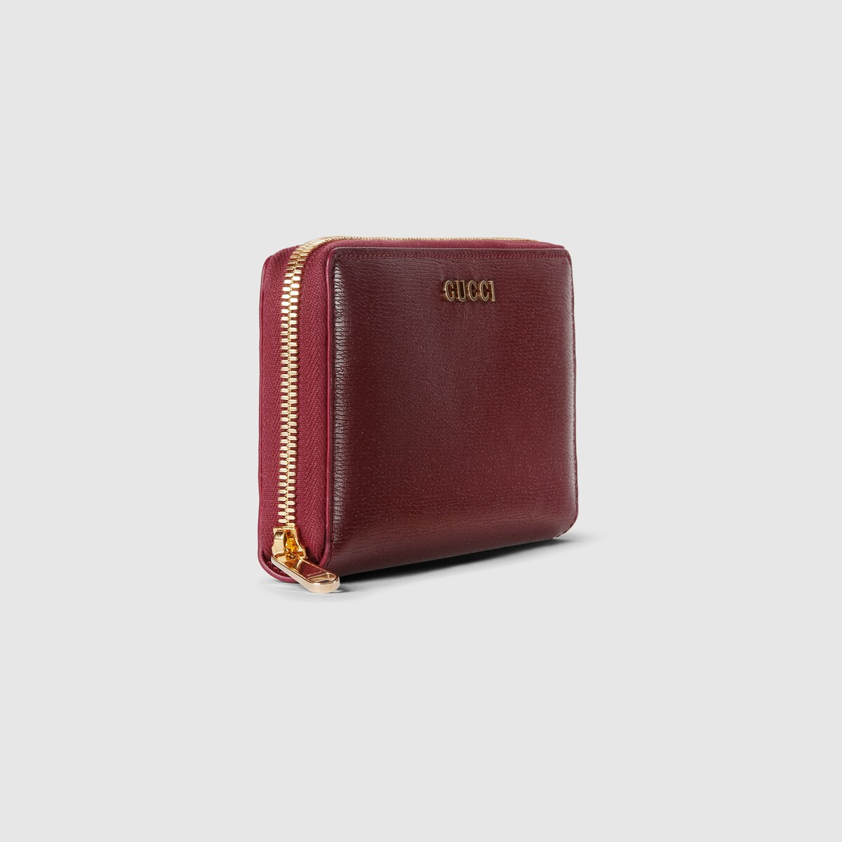 Zip around wallet with Gucci script in Rosso Ancora red leather | GUCCI® NZ