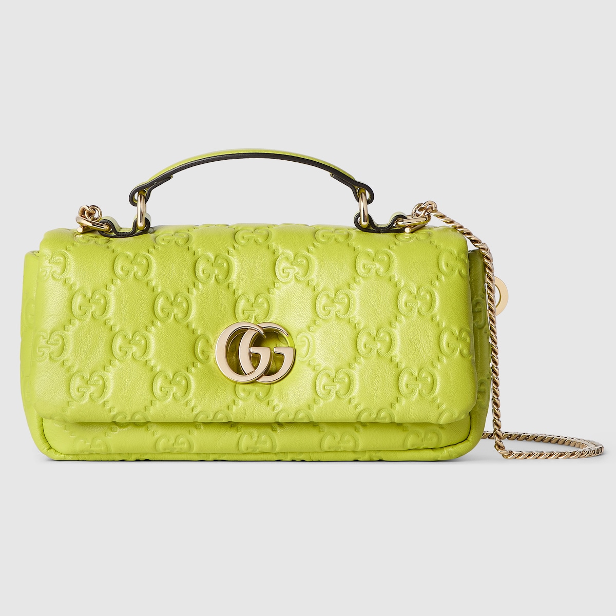 GG Milano mini top handle bag in bright green GG leather | GUCCI® ZA