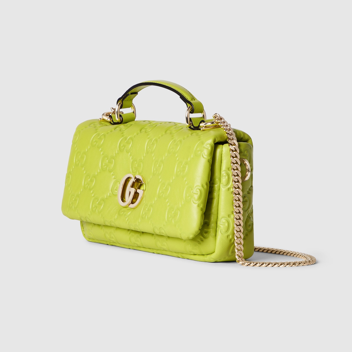GG Milano small top handle bag in bright green GG leather | GUCCI® US