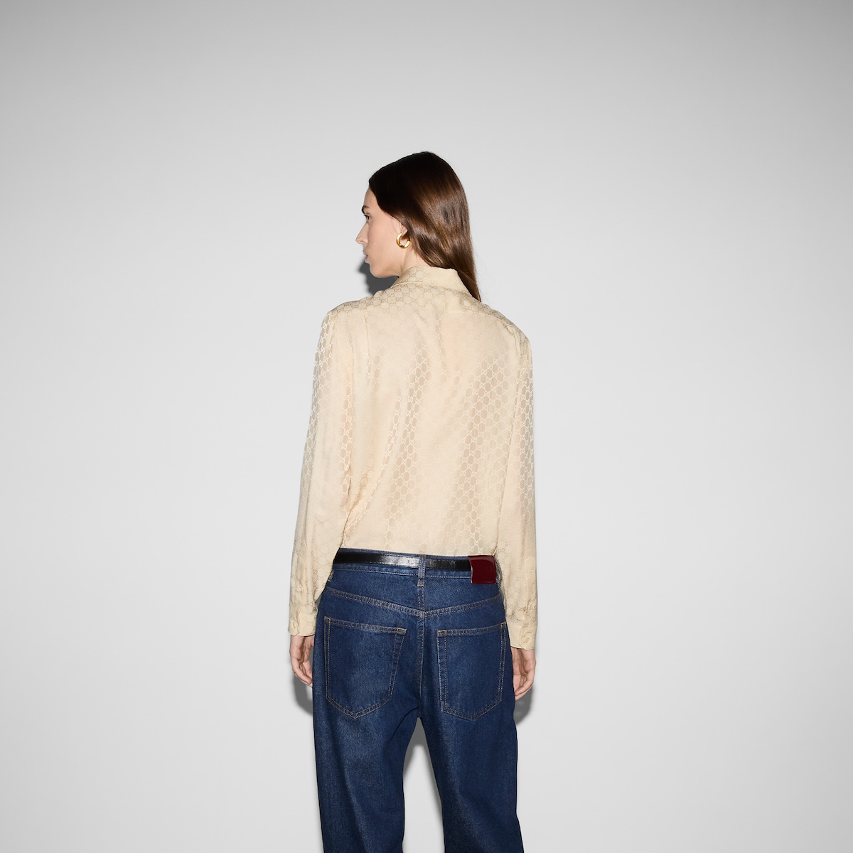 GG silk crepe shirt in ivory | GUCCI® US