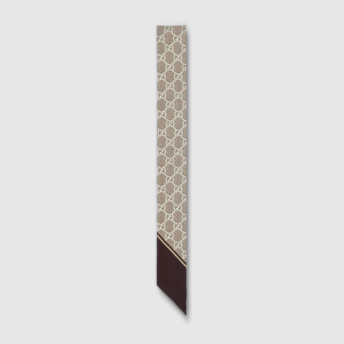 Printed silk ribbon in brown | GUCCI® NZ