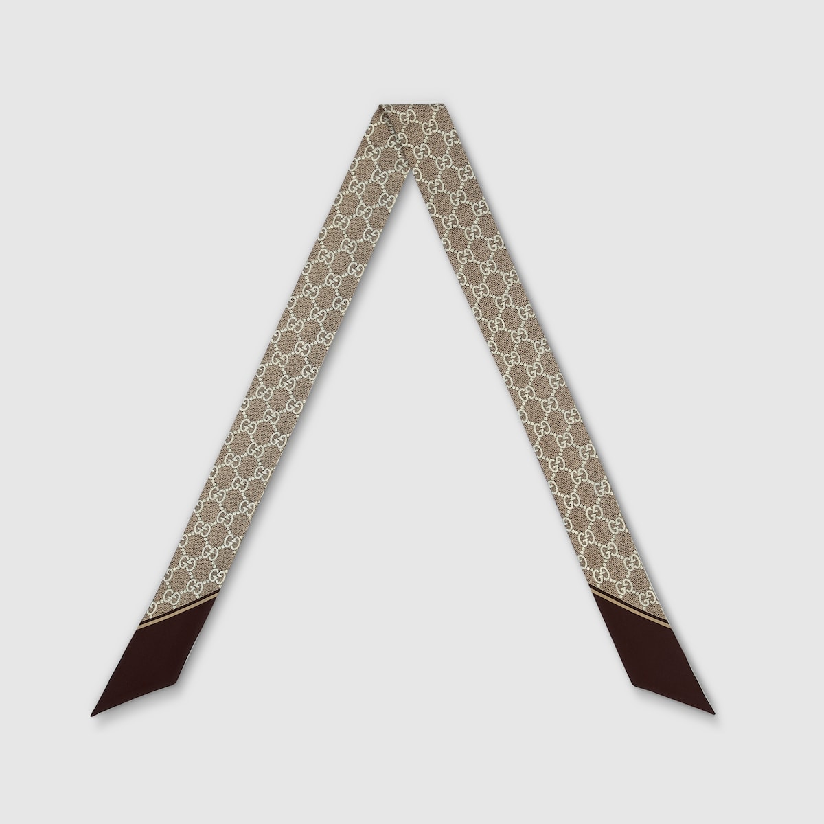 Printed silk ribbon in brown | GUCCI® NZ