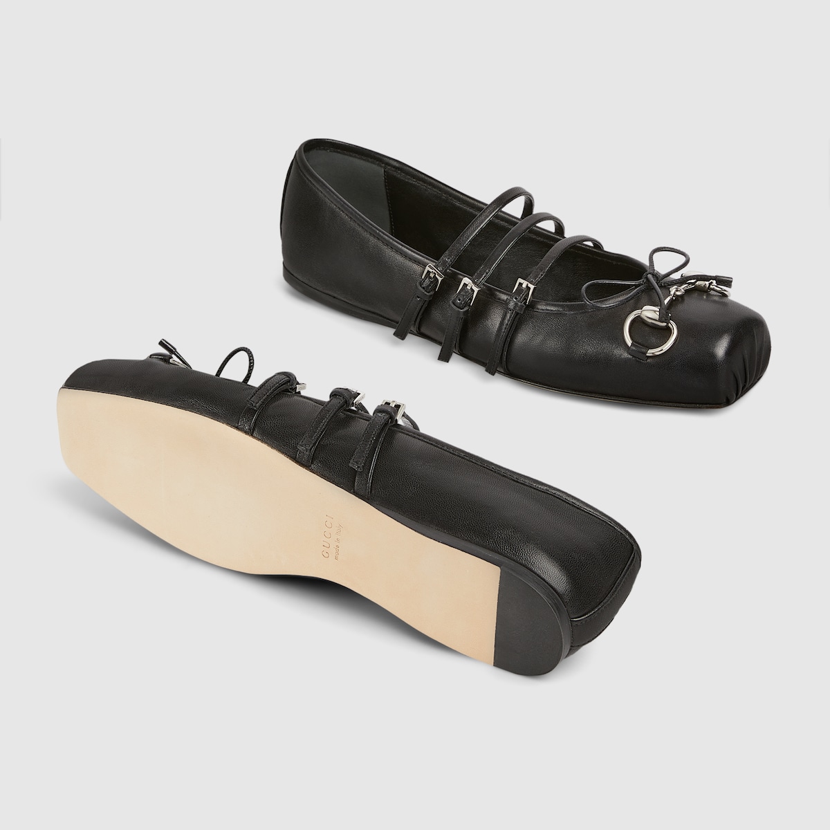 Women's Gucci Horsebit ballet flat in black leather | GUCCI® US