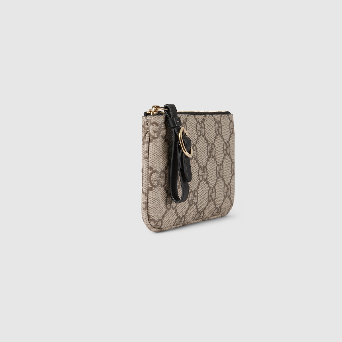 GG Emblem key pouch in beige and dark brown fabric | GUCCI® AU