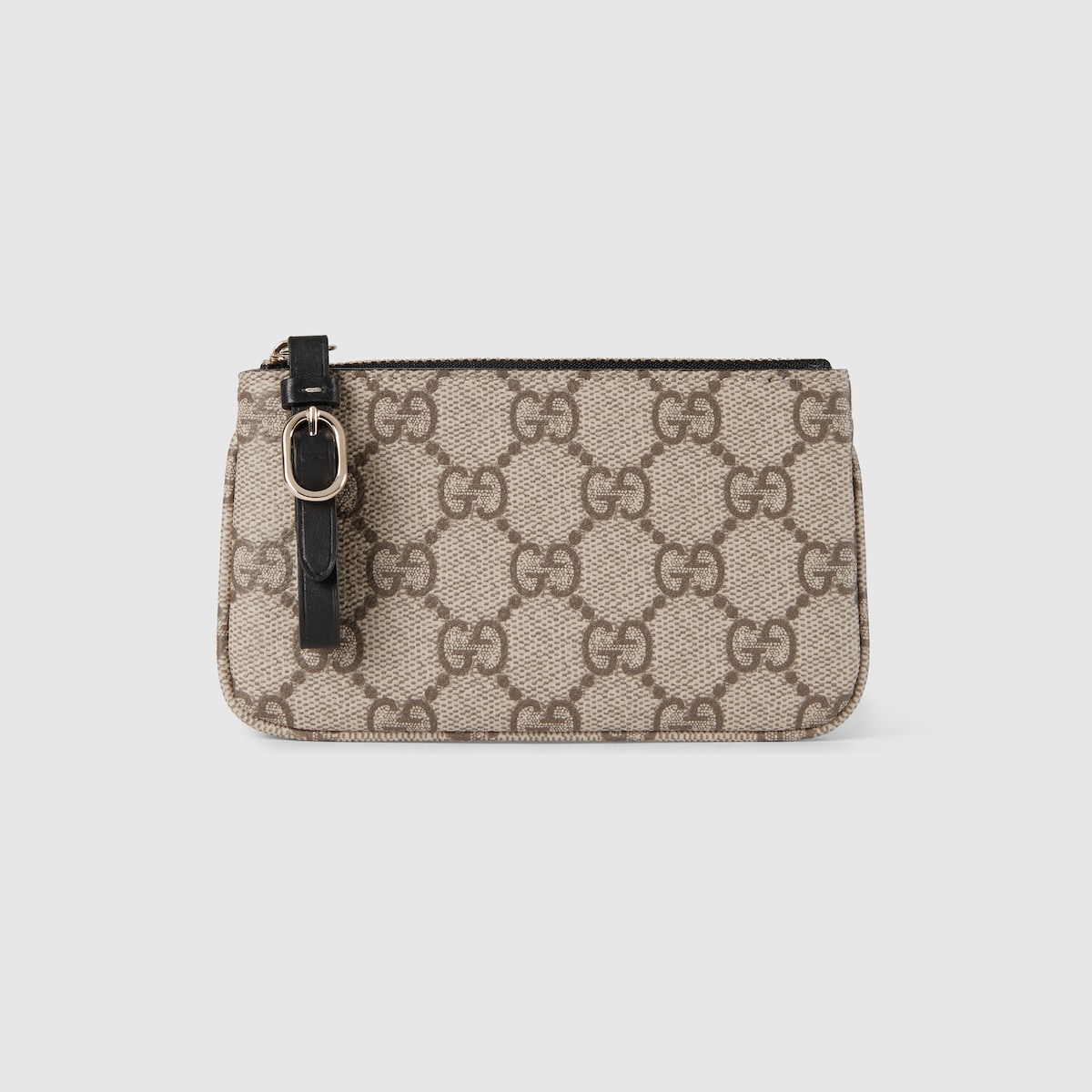 GG Emblem key pouch in beige and dark brown fabric | GUCCI® AU