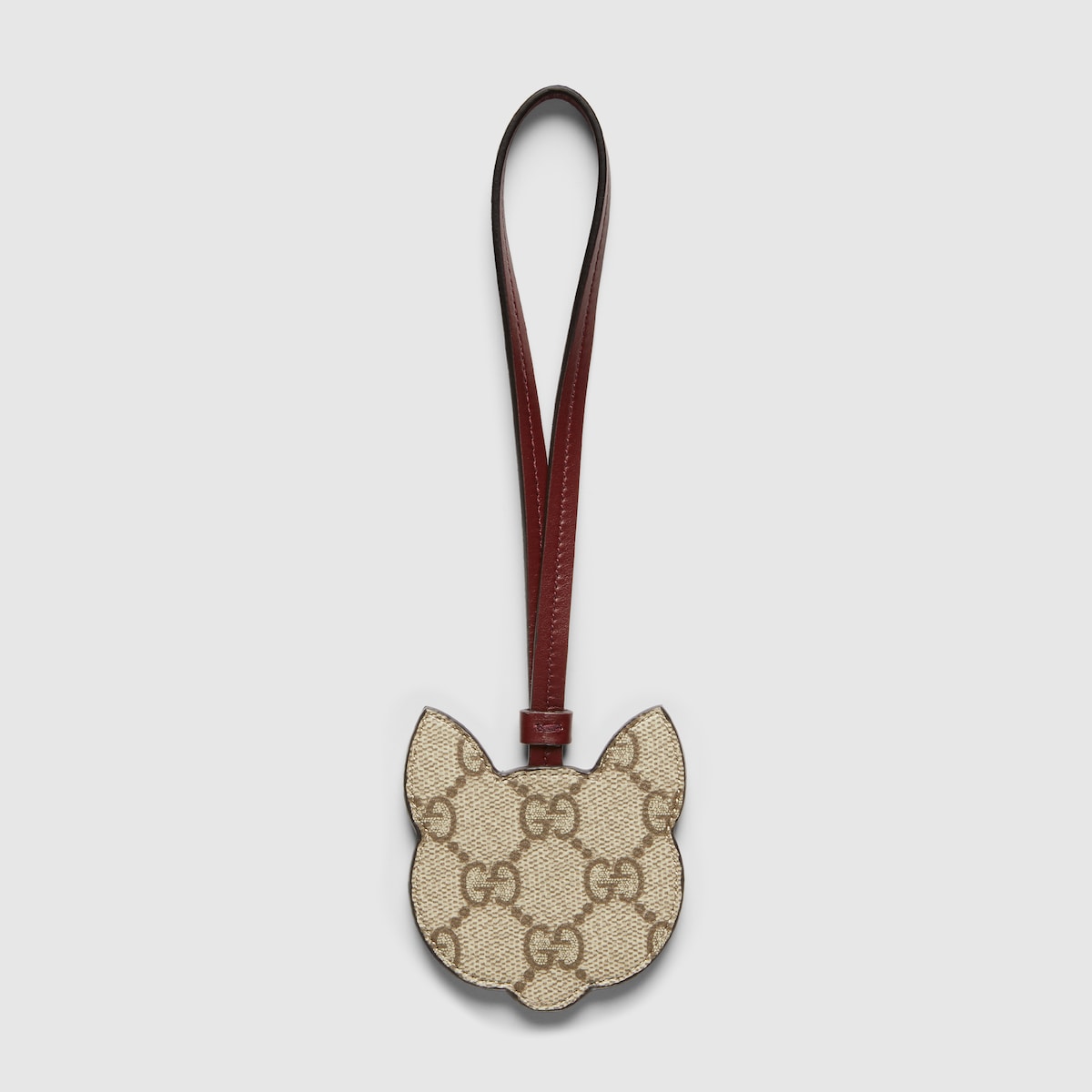 Cat-shaped keychain in beige and dark brown canvas | GUCCI® HU