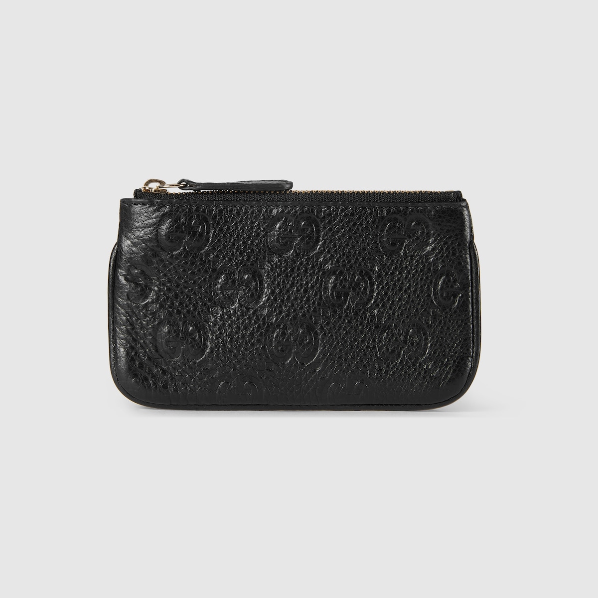GG Emblem key pouch in black leather | GUCCI® US