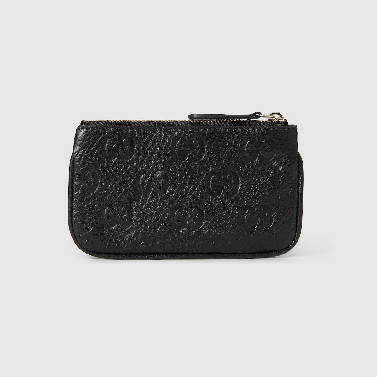GG Emblem key pouch in black leather | GUCCI® AU