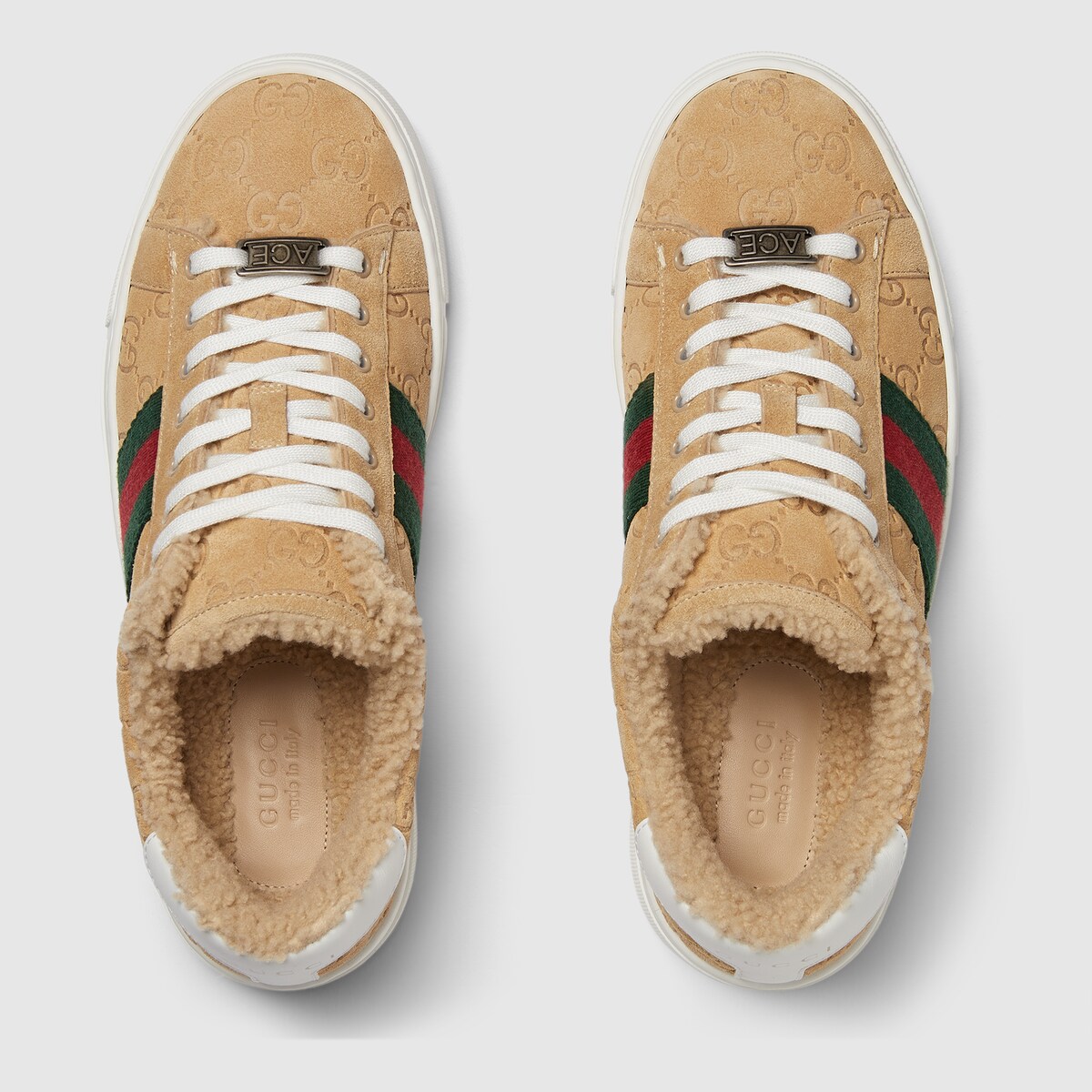 Women's Gucci Ace trainer in beige GG suede | GUCCI® UK