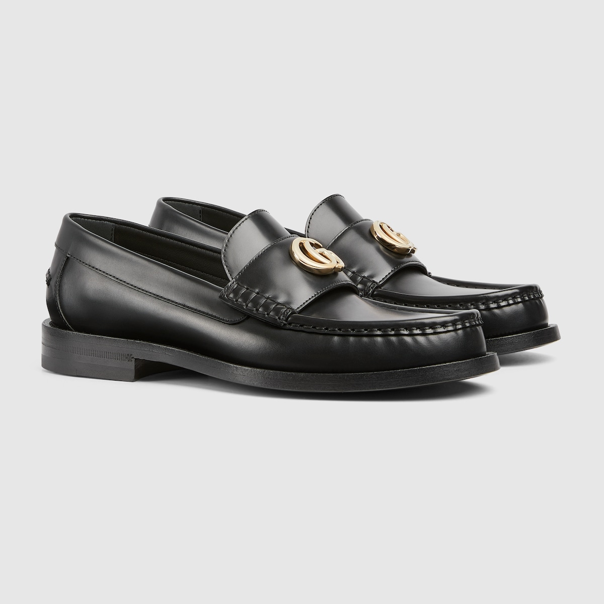 Mocassino donna con Doppia G in pelle nera | GUCCI® IT