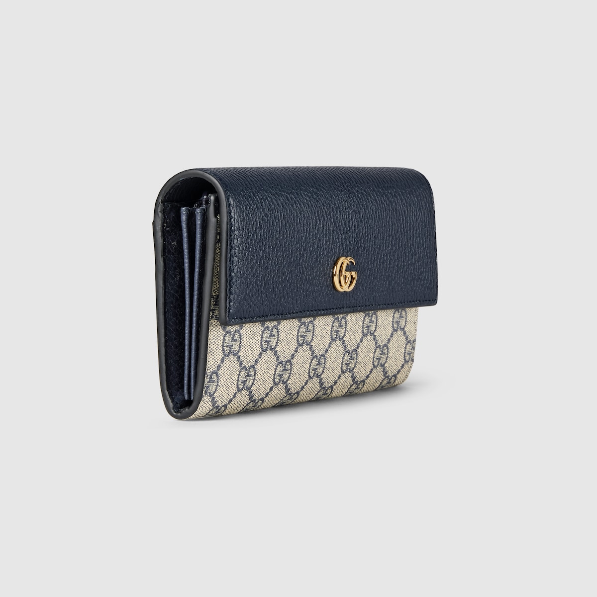 GG Marmont bi-colour continental wallet in beige and blue Supreme ...