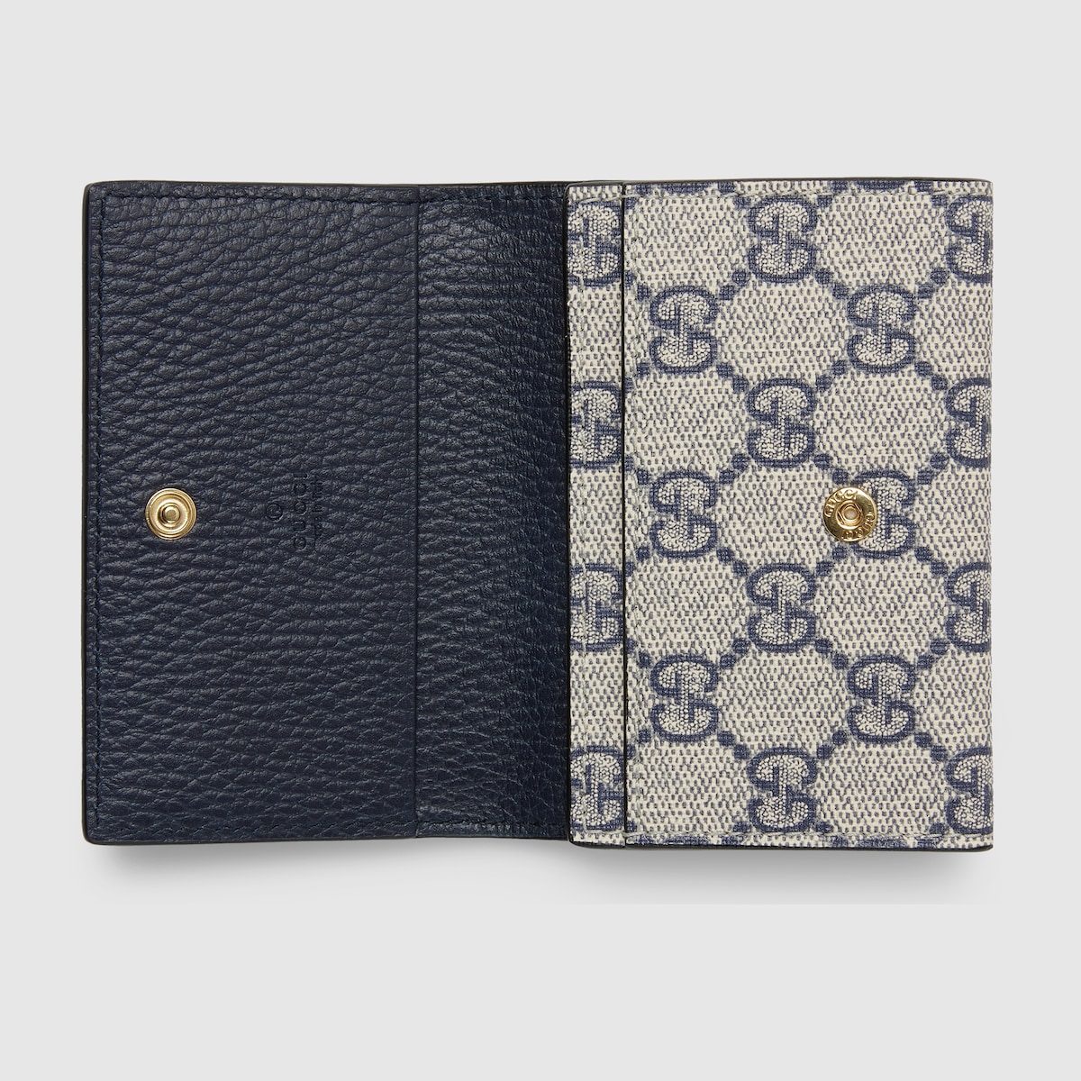 Bi-color GG Marmont card case in beige and blue Supreme | GUCCI® Australia