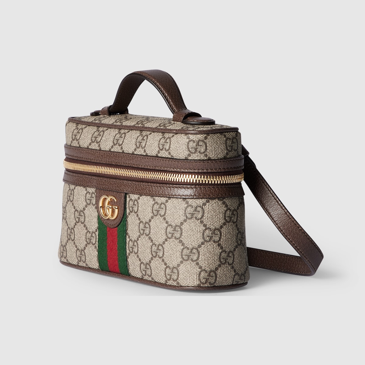 Ophidia small vanity bag in beige and dark brown Supreme | GUCCI® BE