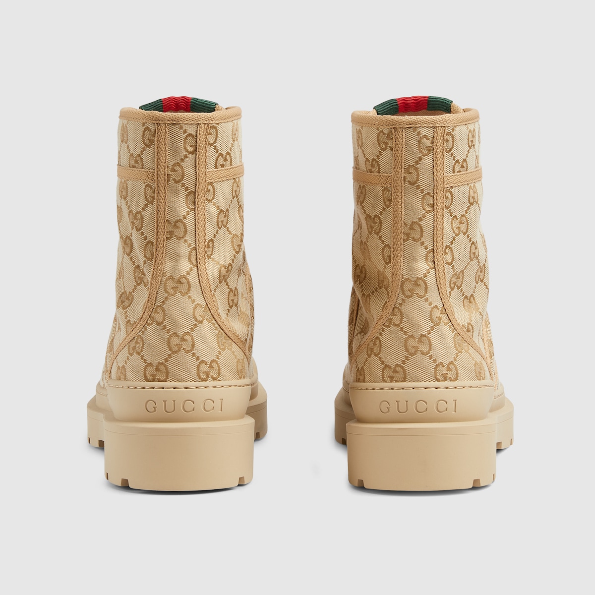 Botas con suela de goma para hombre inlona GG beige | GUCCI® MX